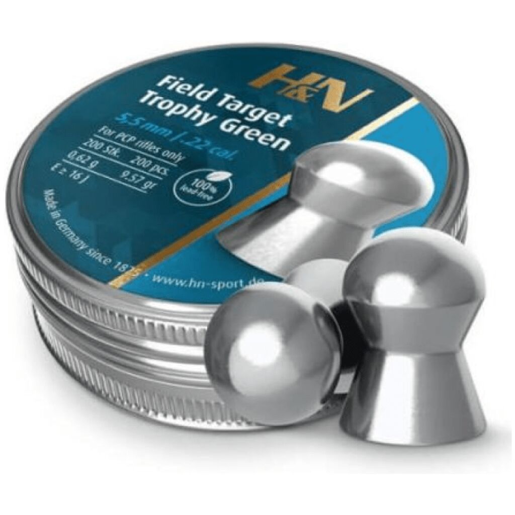 H&N Field Target Trophy Power Green Lead Free (5.5mm/.22 Pellets - 200 ...