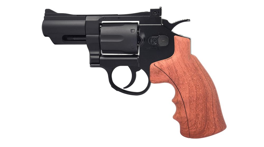 Huntex 2.5" Co2 Revolver (4.5mm/.177 BB - Black - Faux Wood Grip ...