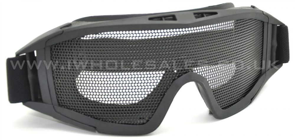 Big Mesh Goggles with Cotton Strap (Black) - Huntsman Sports